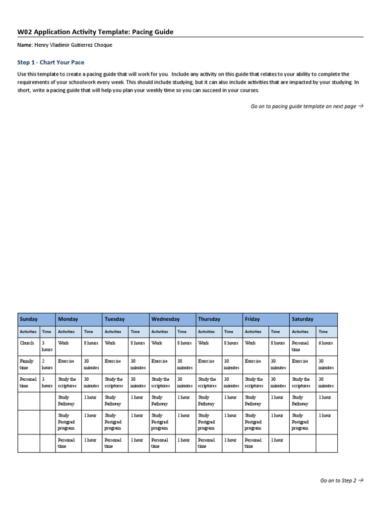 W02 Application Activity Template: Pacing Guide: Step 1 - Chart Your ...