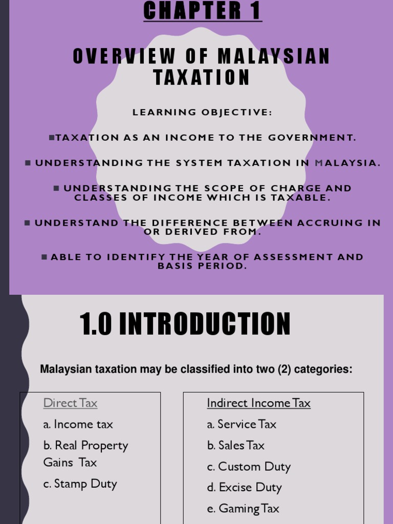 Chap 1 - Overview of Malaysian Taxation | PDF | Taxes | Direct Tax