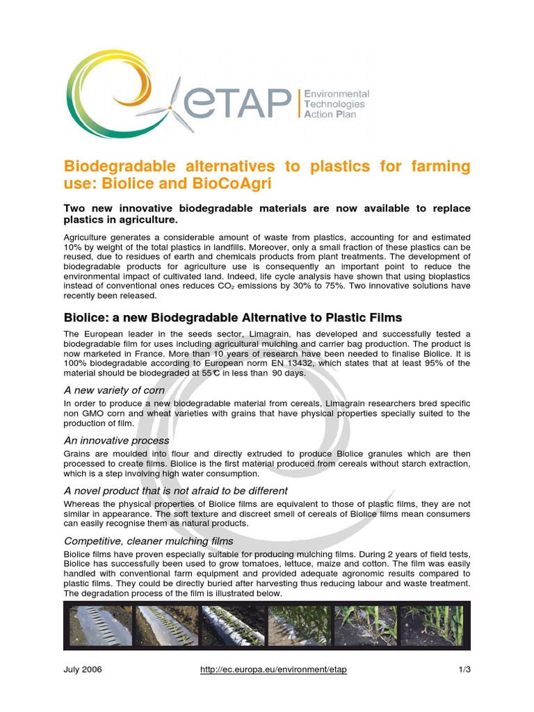 Biodegradable Alternatives To Plastics | Download Free PDF | Biopolymer ...