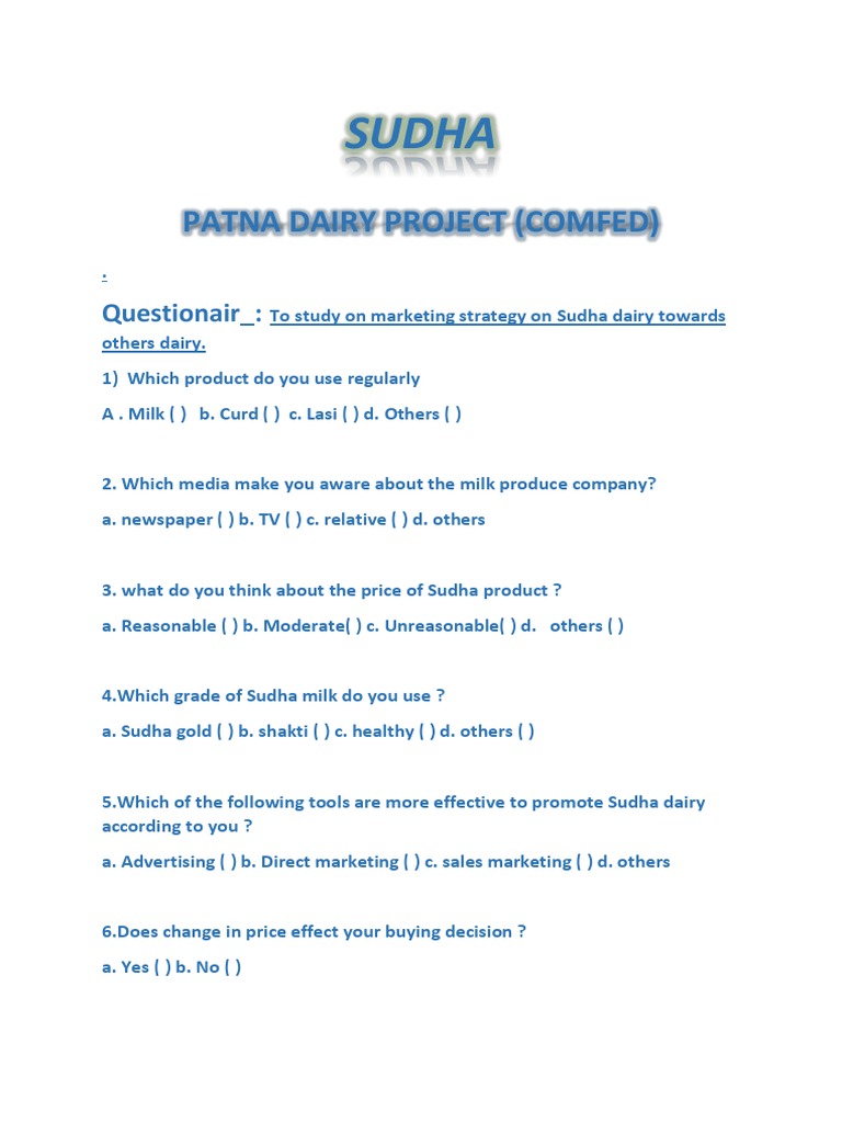 Sudha: Patna Dairy Project (Comfed) | PDF | Business