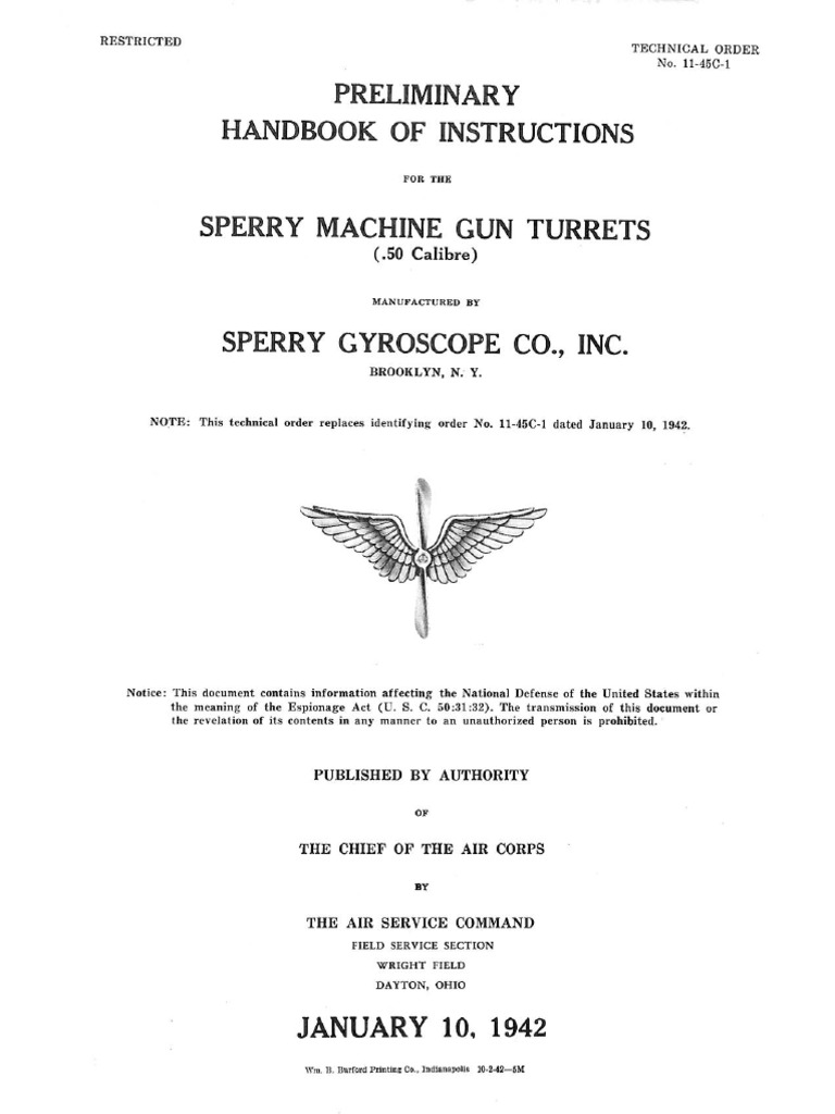 11 45C 1 Handbook For Sperry Turrets PT 1 Upper Turret | PDF