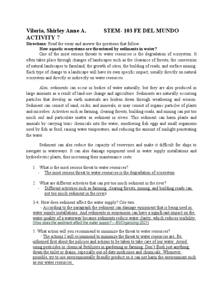 The Effects of Sediment on Aquatic Ecosystems and Water Resources | PDF ...