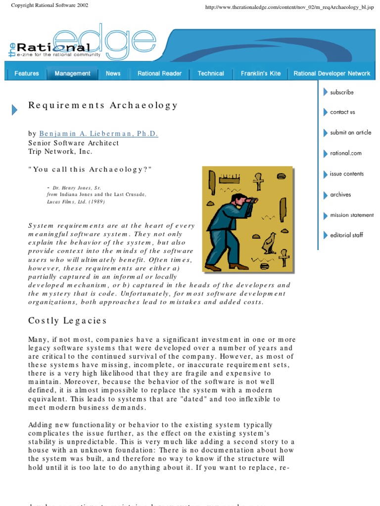 Requirements Archaeology: Benjamin A. Lieberman, PH.D | PDF | Use Case ...
