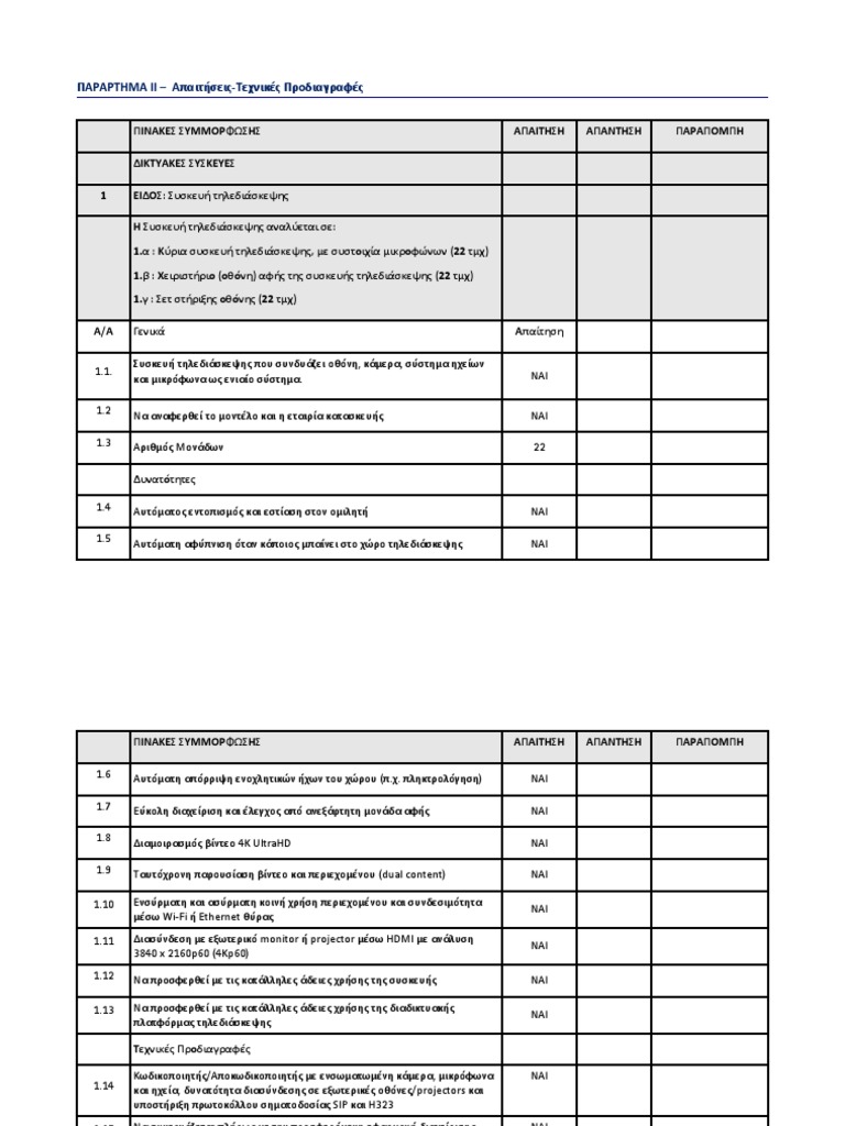 ΠΑΡΑΡΤΗΜΑ ΙΙ - ΤΕΧΝΙΚΕΣ ΠΡΟΔΙΑΓΡΑΦΕΣ | PDF