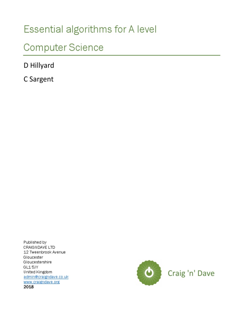 Essential Algorithms For A Level Computer Science Algo Pdf Array