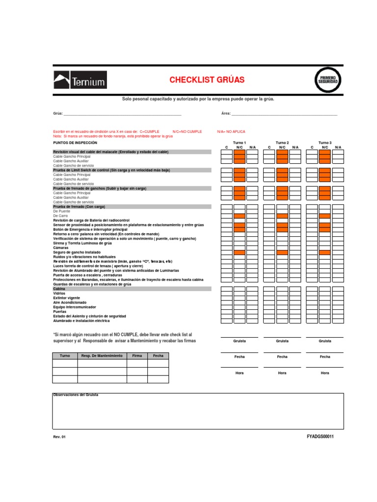 Checklist Grúas | PDF | Transporte | Vehículos