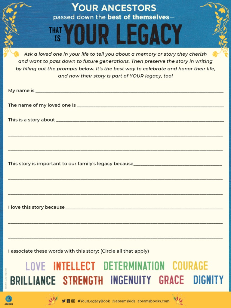 YOUR LEGACY Intergenerational Story Activity | PDF | Musical Theatre
