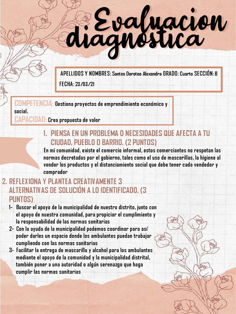 Evaluación Diagnóstica Ept 2 | PDF | Iniciativa empresarial | Evaluación