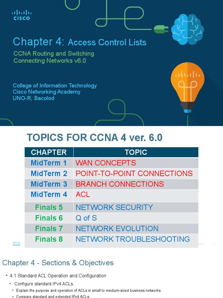 Access Control Lists: CCNA Routing and Switching Connecting Networks v6.0 | PDF | Ip Address | I Pv6
