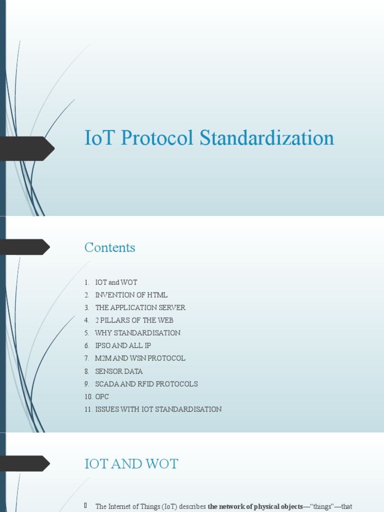 Iot Protocol Standardisation | PDF | Internet Of Things | World Wide Web