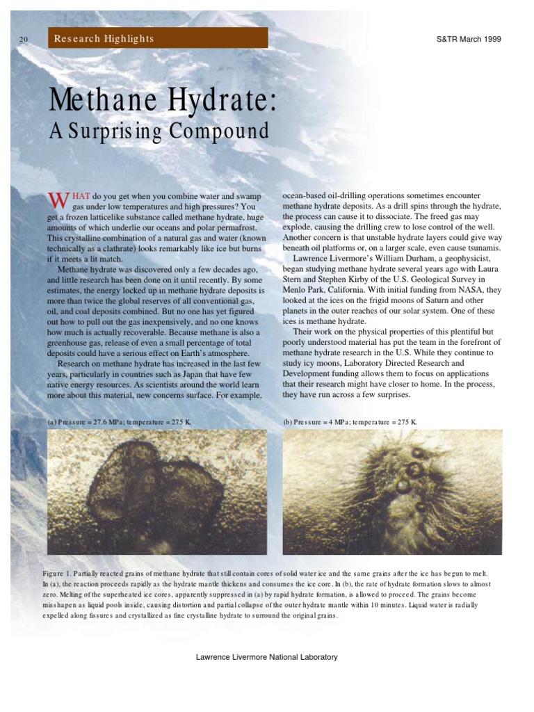 Methane Hydrate Stability Conditions | PDF | Methane | Ice