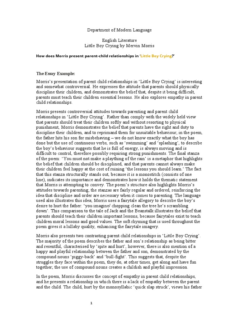 Parent-Child Dynamics in "Little Boy Crying" | PDF | Empathy | Poetry