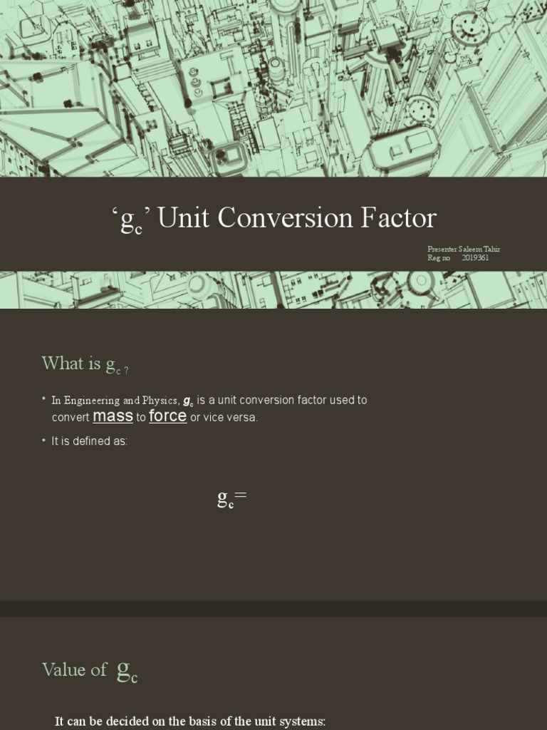 Understanding the gc Unit Conversion Factor | PDF