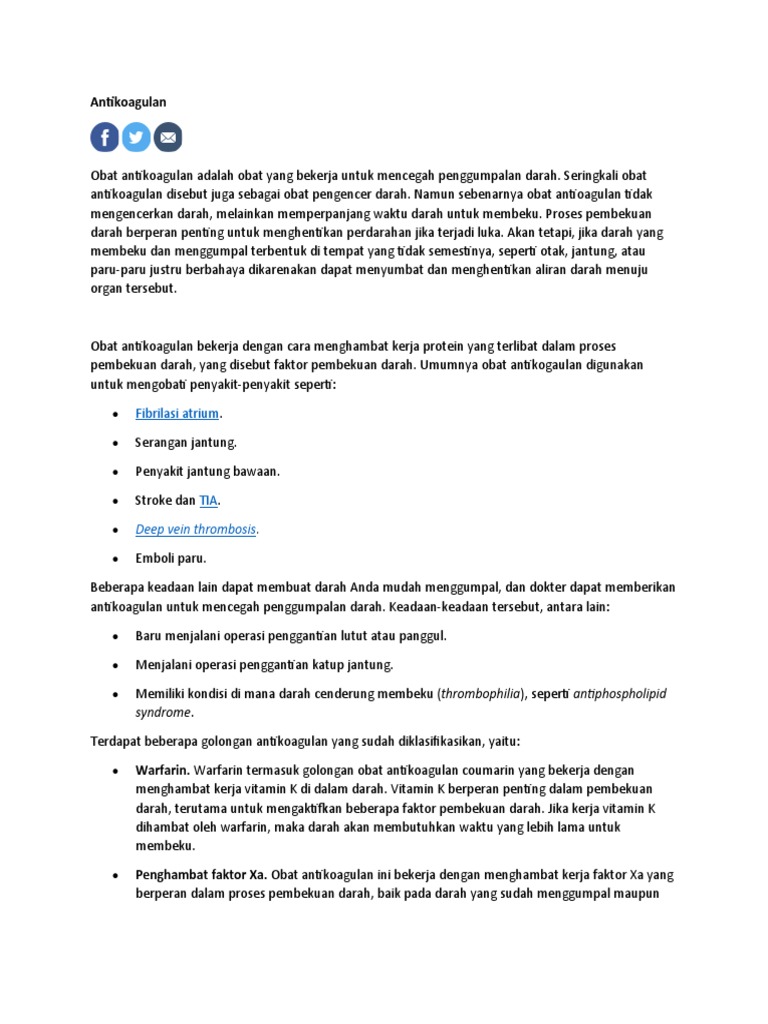Panduan Lengkap Obat Antikoagulan | PDF | Kesehatan Holistik