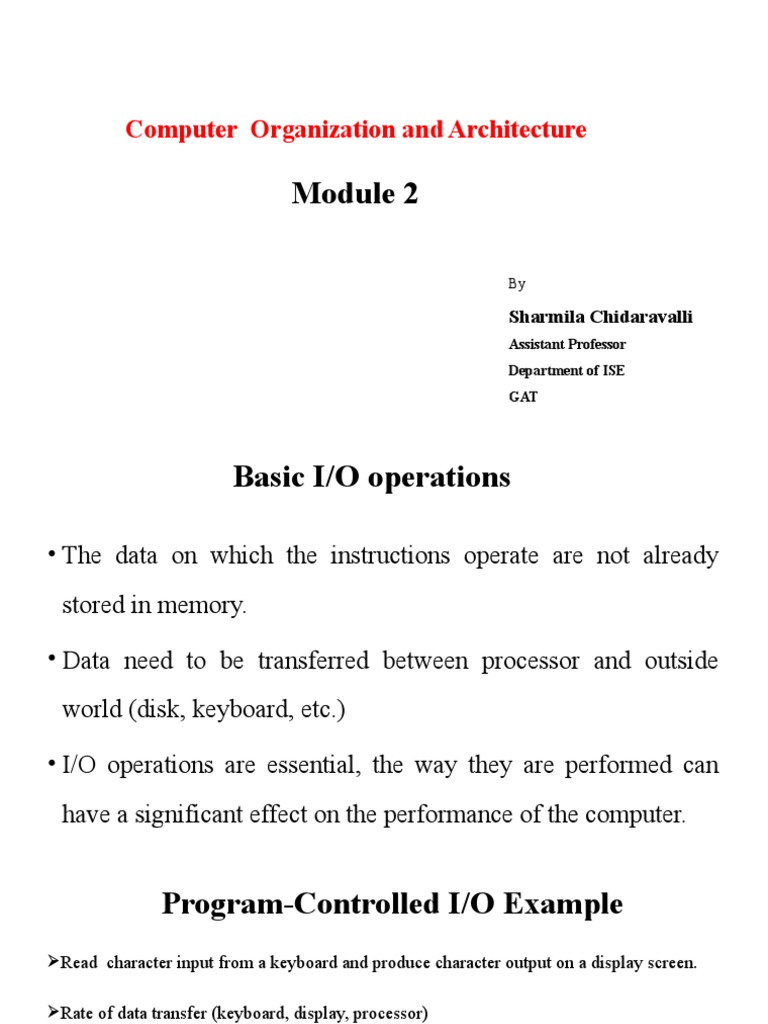Computer Organization and Architecture: Sharmila Chidaravalli | PDF | Input/Output | Central ...