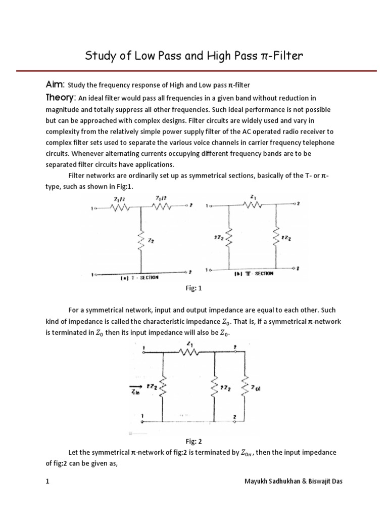 Low Pass and High Pass π-Filter Study | PDF | Electronic Filter | Low ...