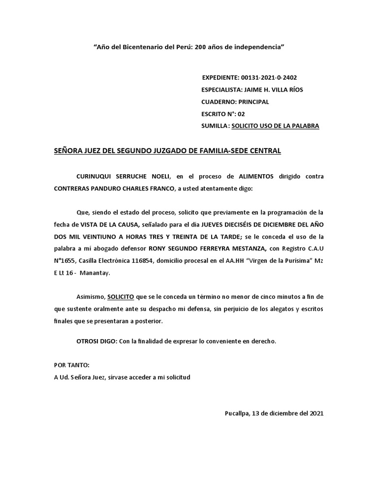 Solicito Uso de La Palabra | PDF