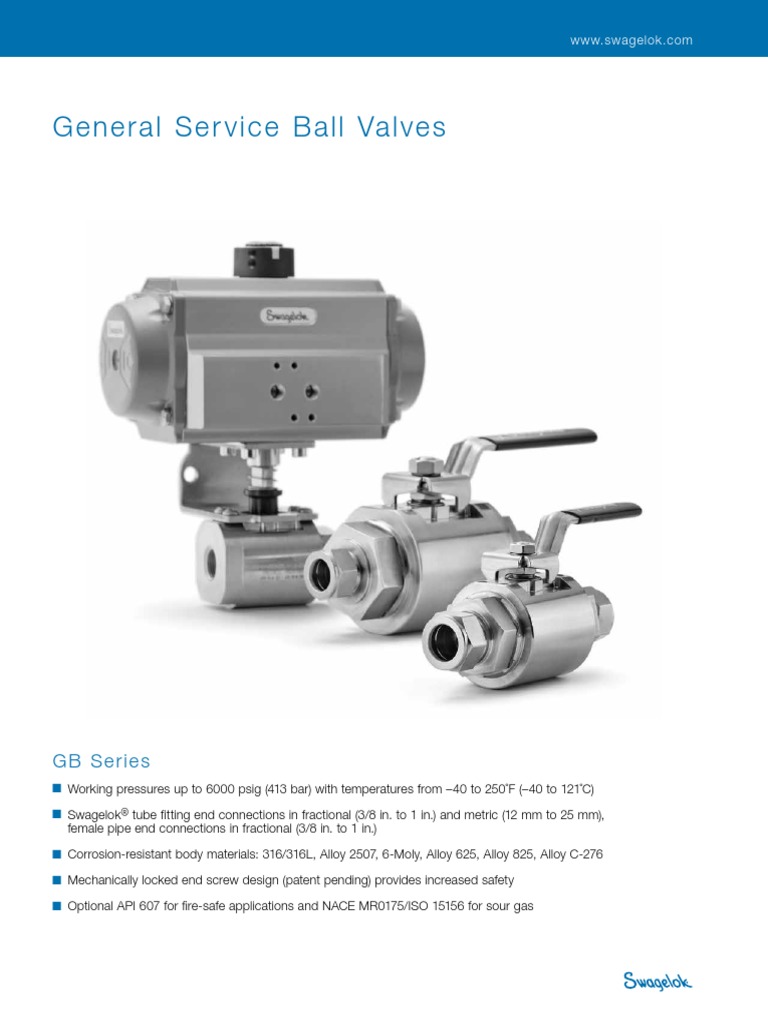 General Ser Vice Ball Valves: GB Series | PDF | Valve | Pipe (Fluid ...