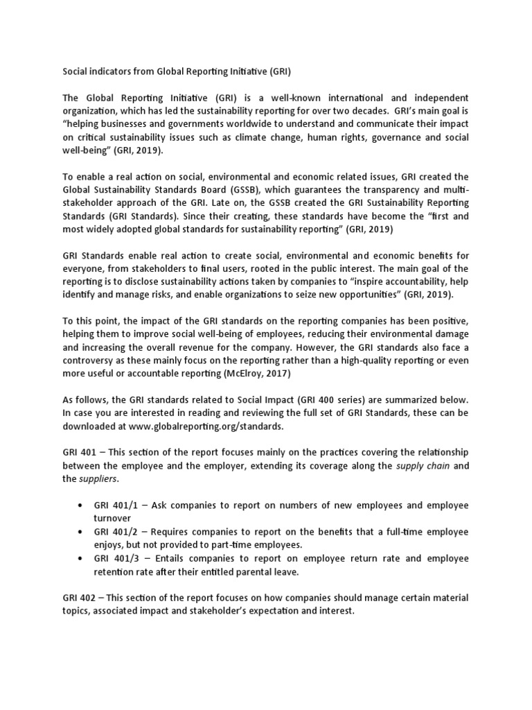 GRI Reporting - Stakeholders | PDF | Employment | Sustainability