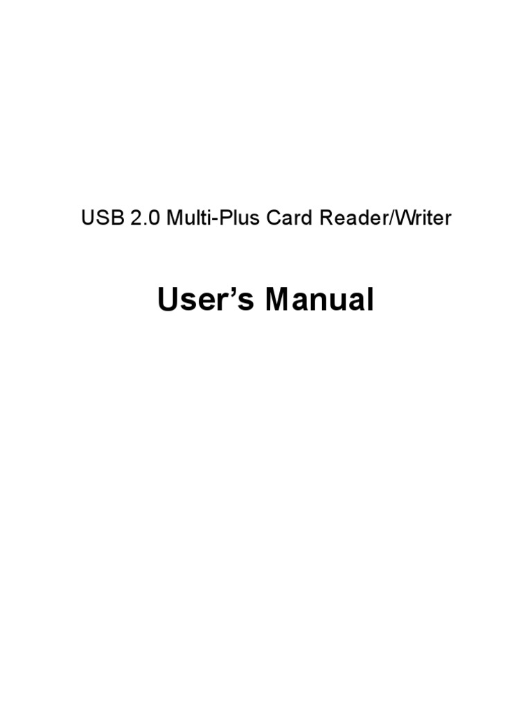 User's Manual: USB 2.0 Multi-Plus Card Reader/Writer | PDF | Secure ...