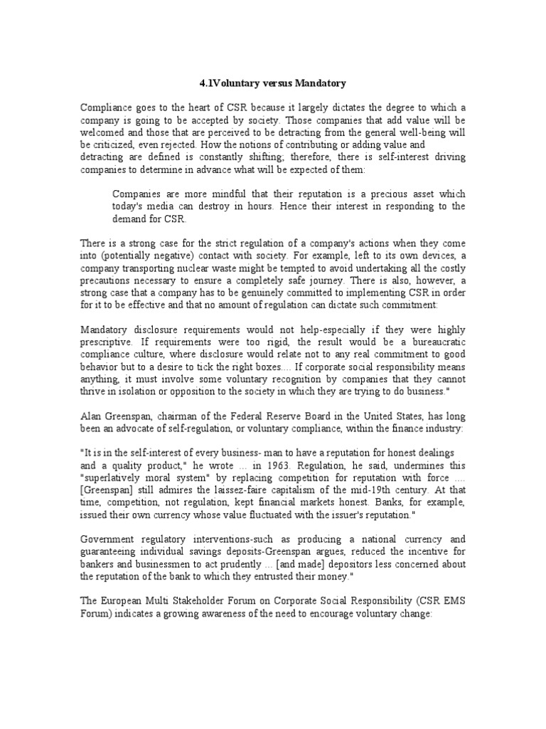 Voluntary vs. Mandatory CSR Compliance | PDF | Royal Dutch Shell ...