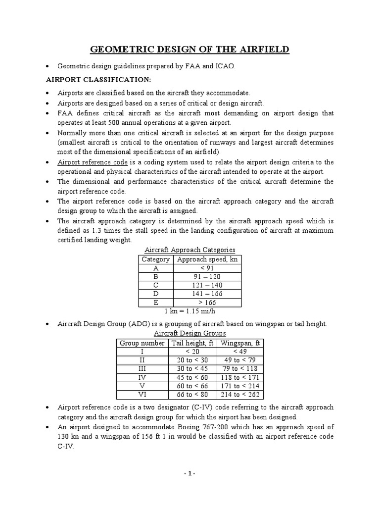 Geometric Design of The Airfield: Airport Classification | PDF | Runway ...