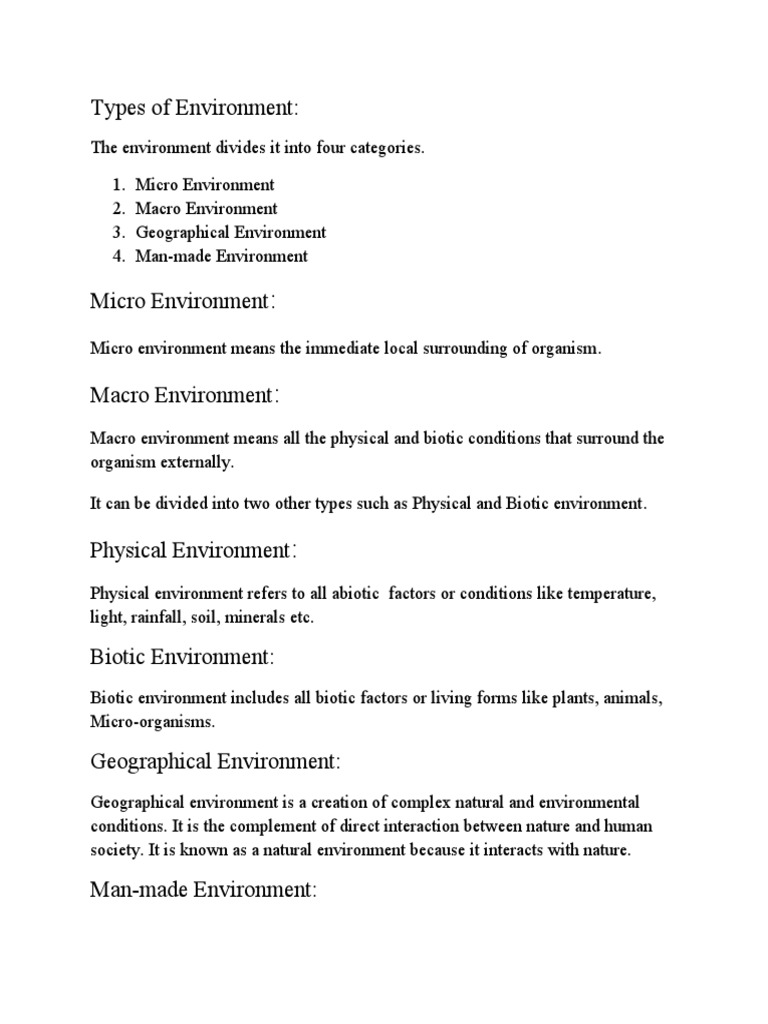 A Comprehensive Breakdown of Environmental Categories from Micro to ...