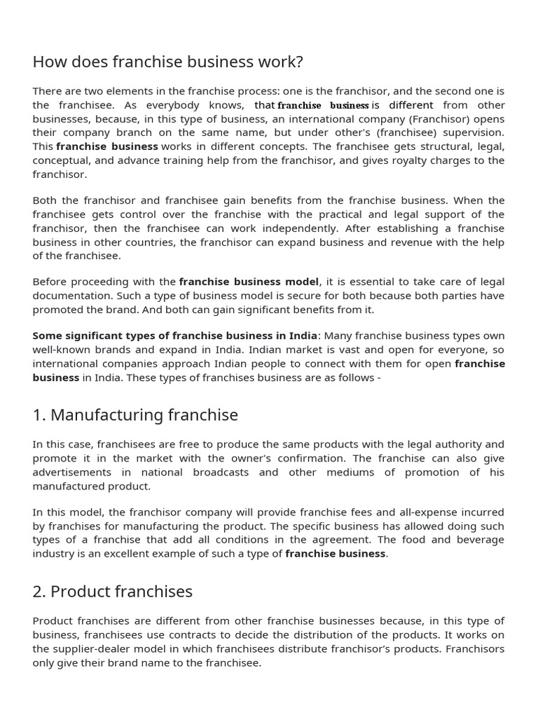How Does Franchise Business Work | PDF | Franchising | Economies