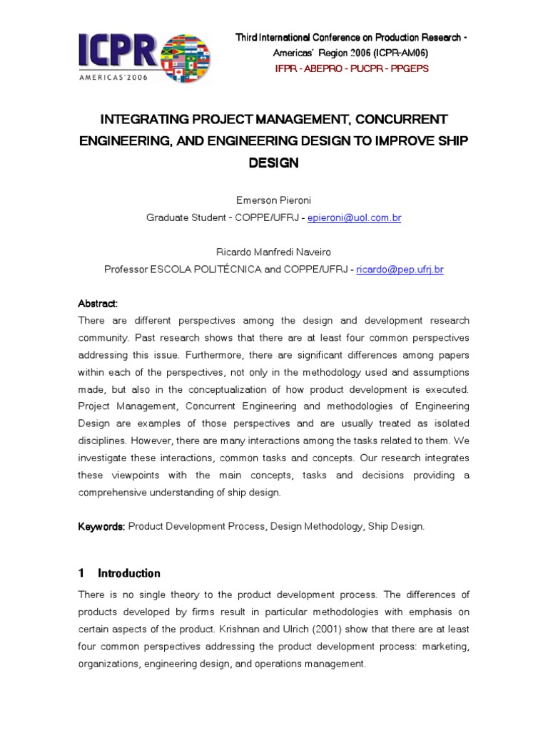 Integrating Project Management, Concurrent Engineering, and Engineering ...