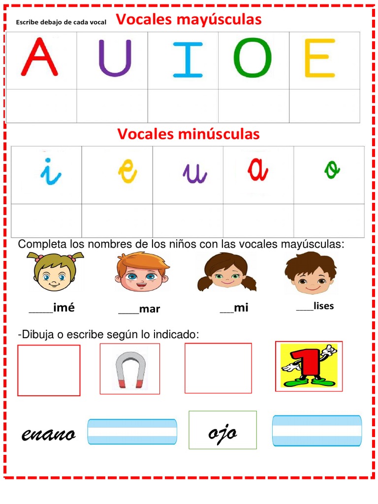 Actividades con Vocales Mayúsculas y Minúsculas | PDF
