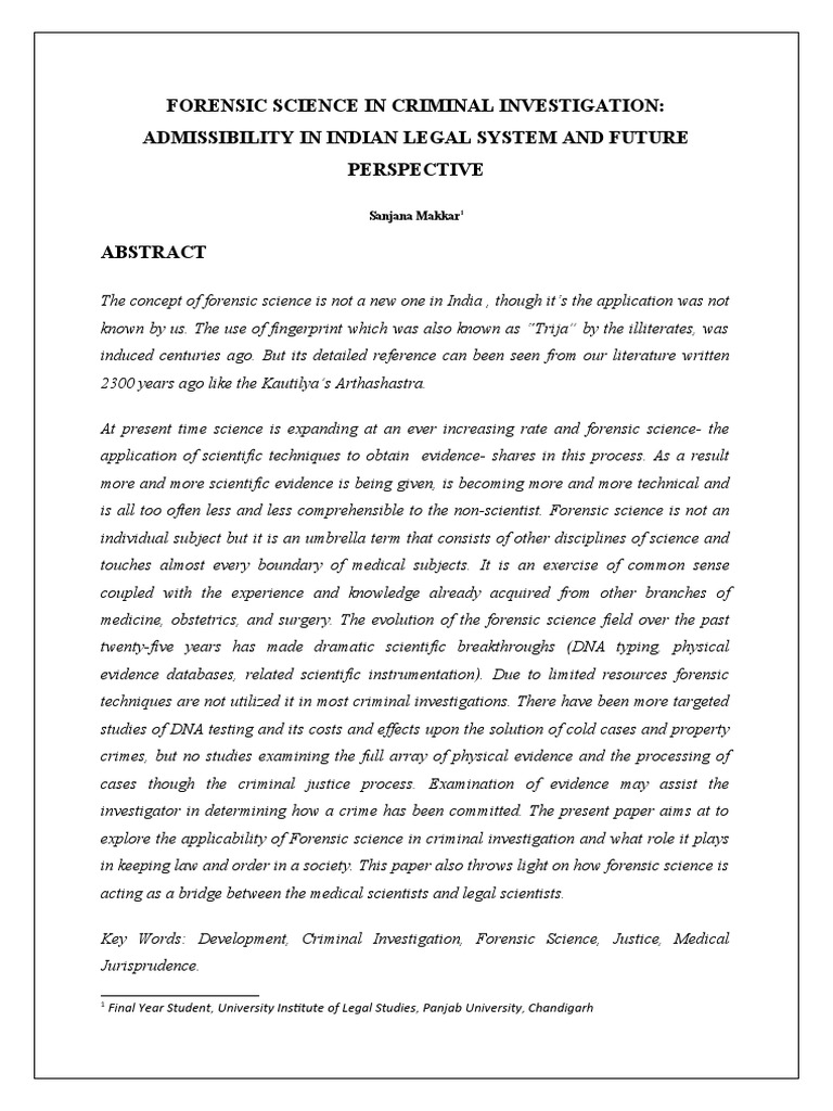 Forensic Science in Criminal Investigation - Research Paper | PDF ...