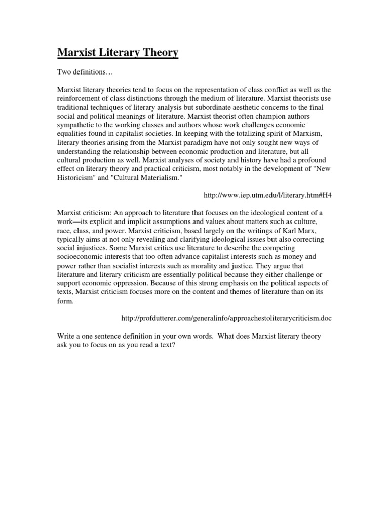 Understanding Marxist Literary Criticism | PDF