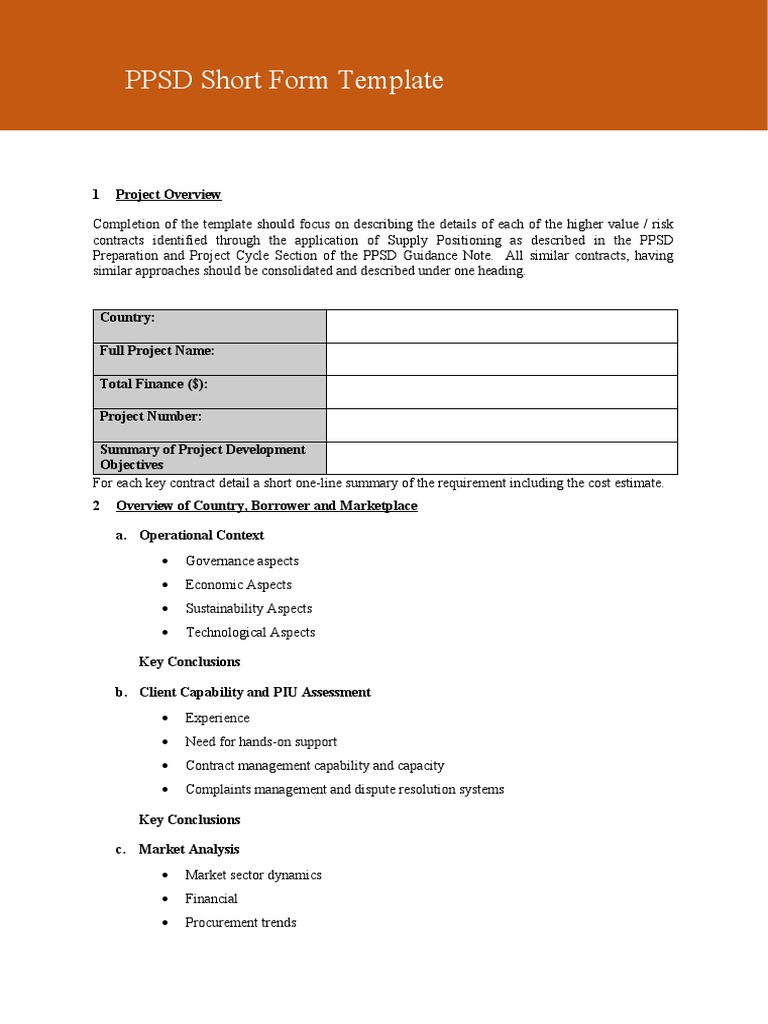 Procurement Pps D Short Form Template | PDF | Procurement | Request For ...