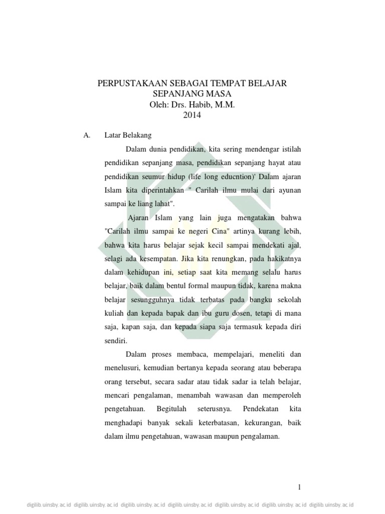 Perpustakaan: Sarana Belajar Seumur Hidup | PDF | Ilmu Sosial