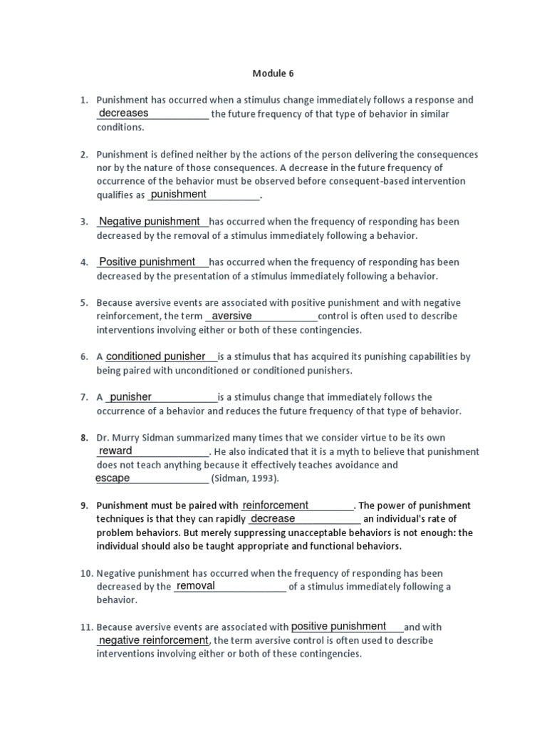Module 6 Guided Notes | PDF | Reinforcement | Punishments
