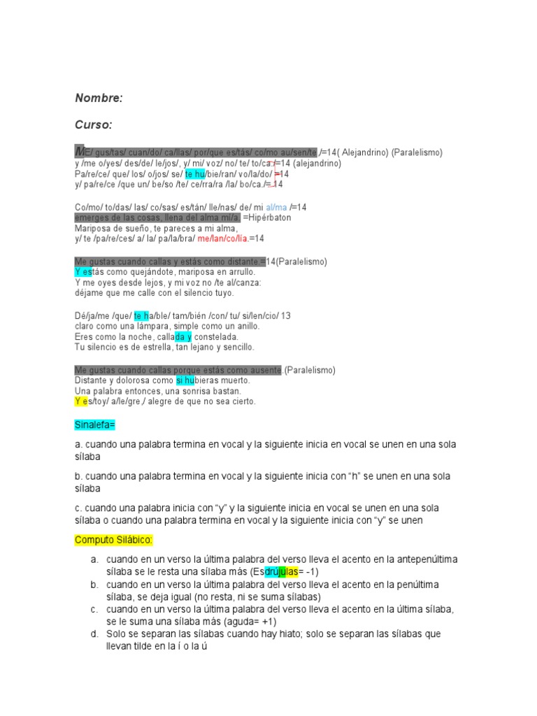 Análisis de Poemas Alejandrinos | PDF | Sílaba | Poesía