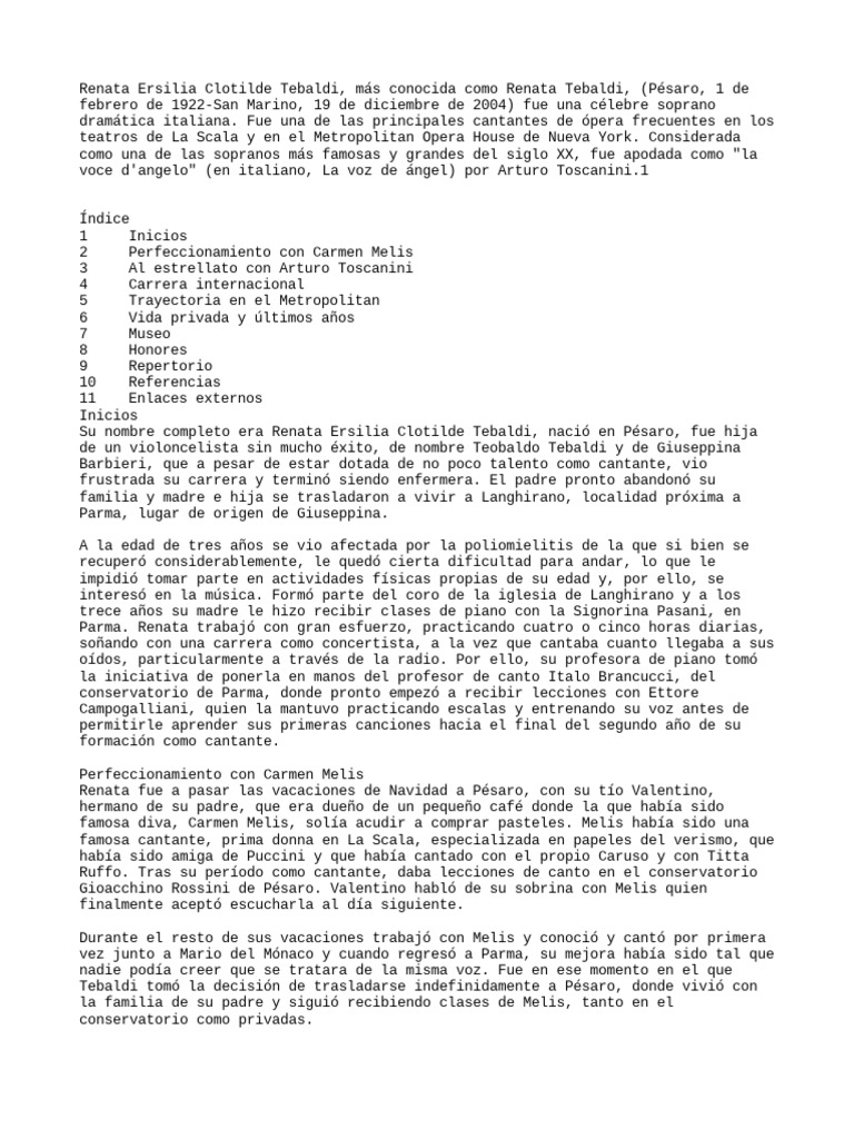 Renata Tebaldi | PDF | Música vocal | Ópera