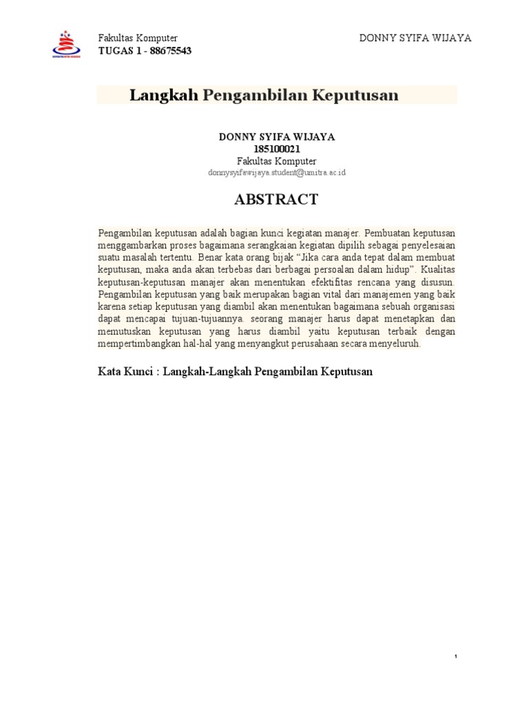 Tahapan Pengambilan Keputusan | PDF