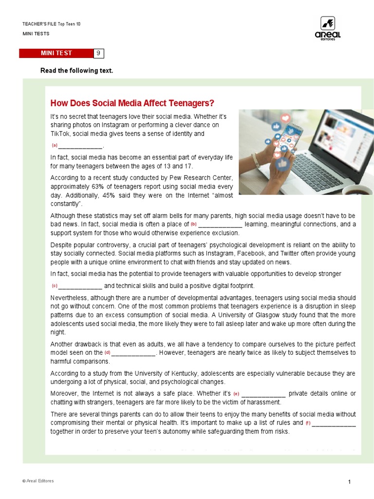How Does Social Media Affect Teenagers?: Read The Following Text | PDF ...
