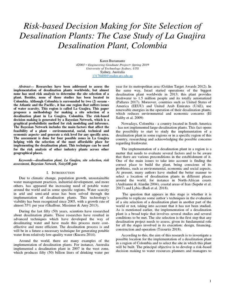 Risk Based Decision Making For Site Selection of | PDF | Environmental ...