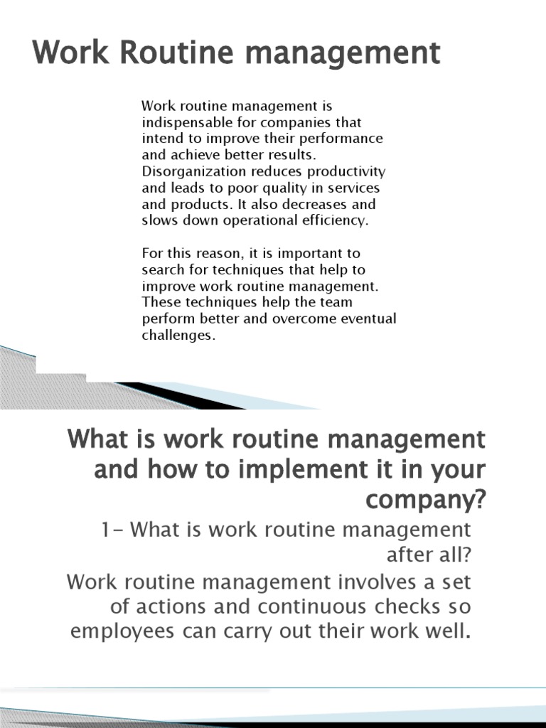 Work Routine Management | PDF | Disciplines | Psychological Concepts