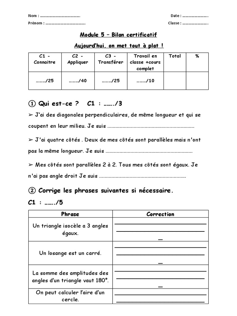 3e Eval Module 5 | Descargar gratis PDF | Triangle | Géométrie euclidienne