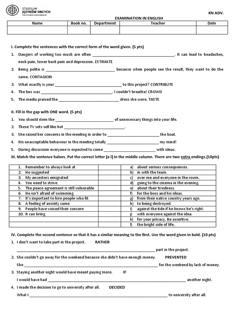 Keynote Advanced Exam | PDF