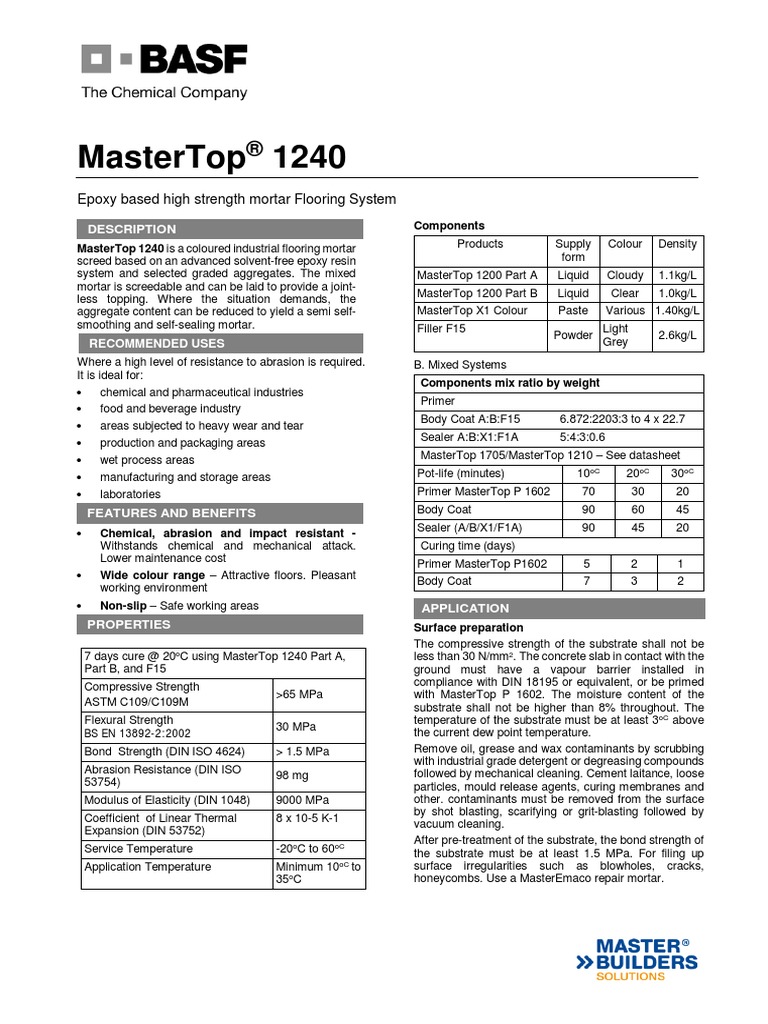MasterTop 1240 | PDF | Epoxy | Industrial Processes