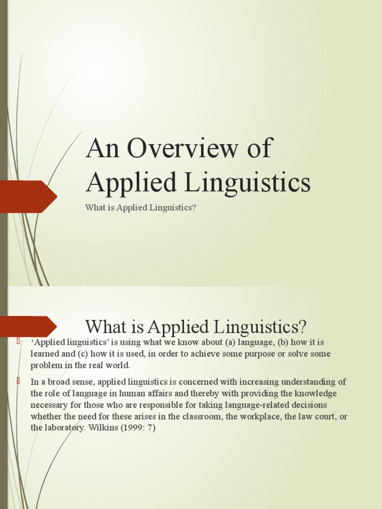 An Overview of Applied Linguistics History Lecture 2 | PDF | Second ...