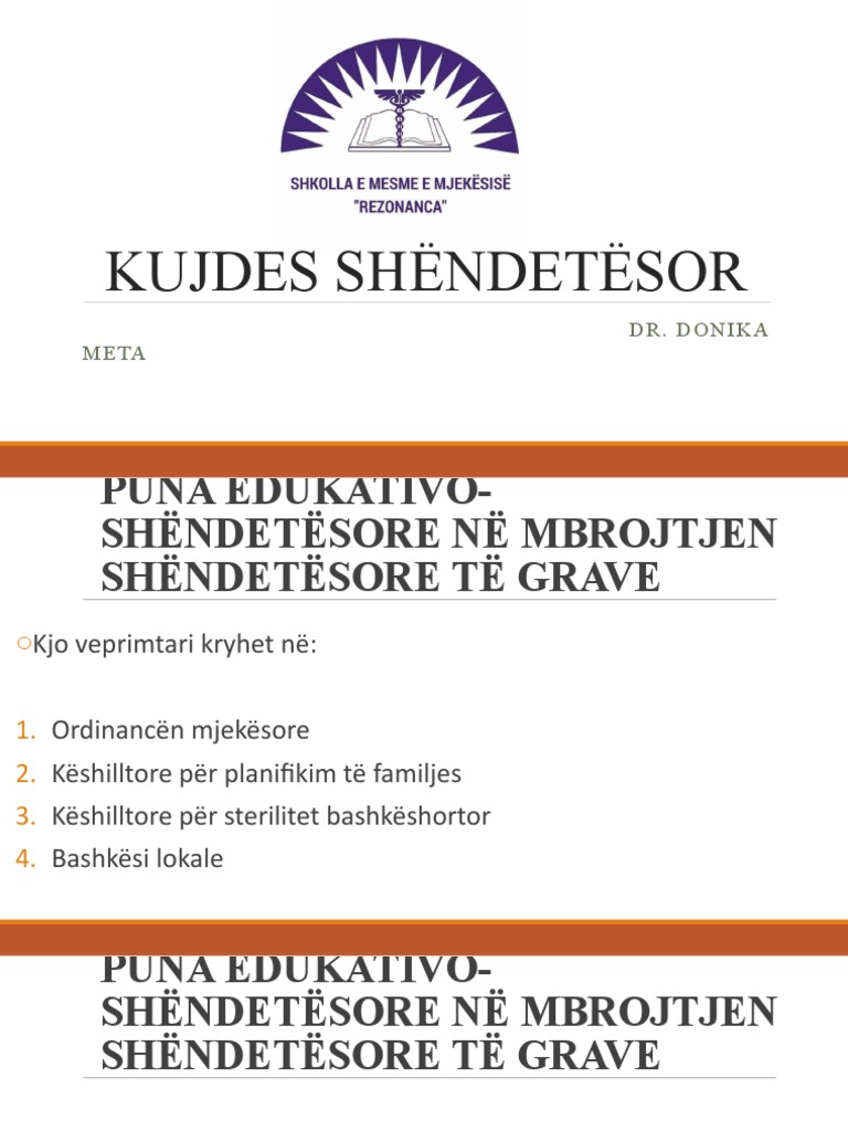 Puna Edukativo Shendetesore | PDF