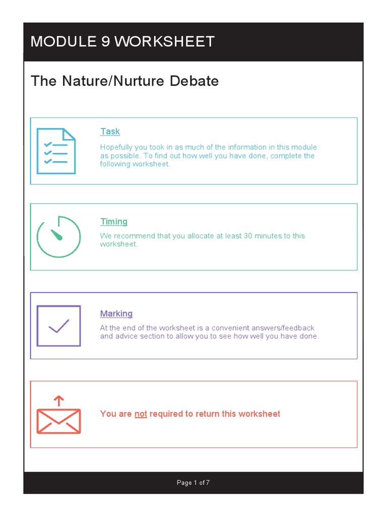 Level 3 Child Psychology Worksheet | PDF | Nature Versus Nurture ...