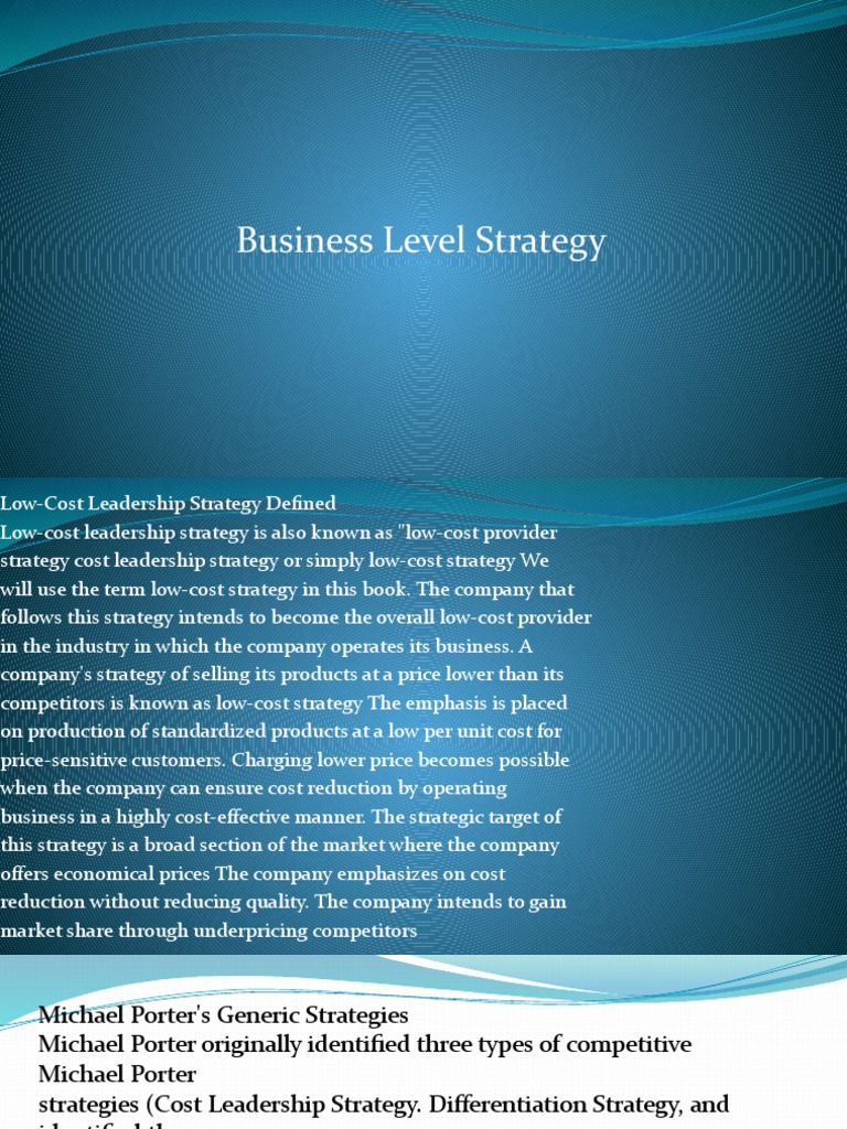 Business Level Strategy | PDF | Strategic Management | Business Process