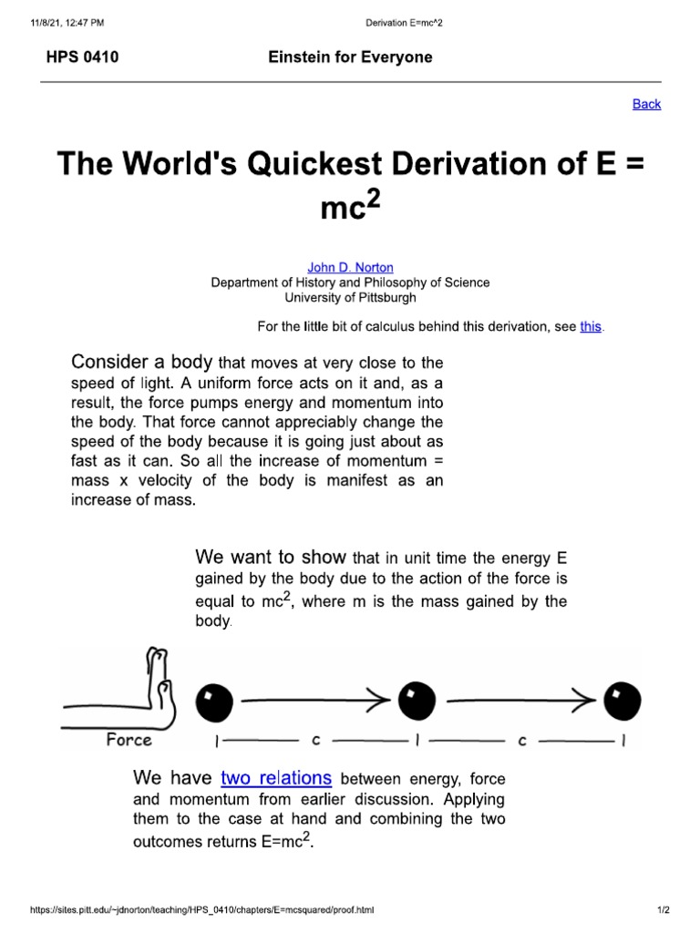 Derivation E MC 2 | PDF