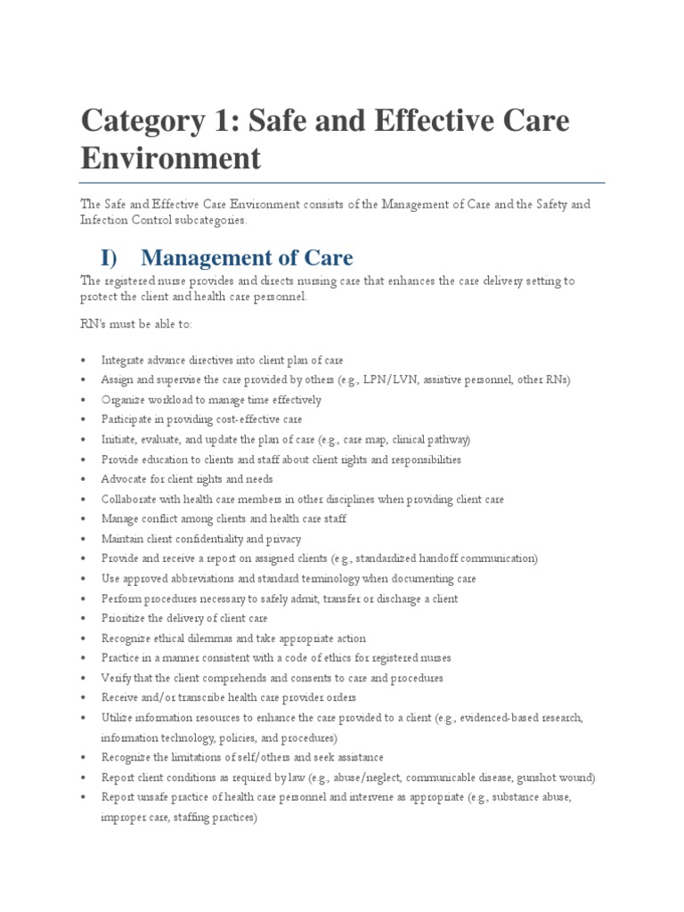 Safe and Effective Care Environment | PDF | Nursing | Health Care